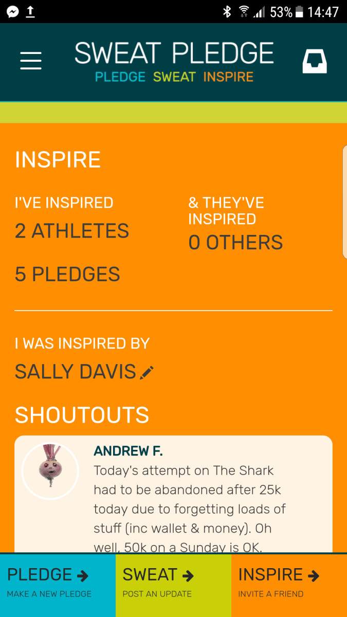 Sweat Pledge | The Adventures and Musings of Mrs Rodkoff